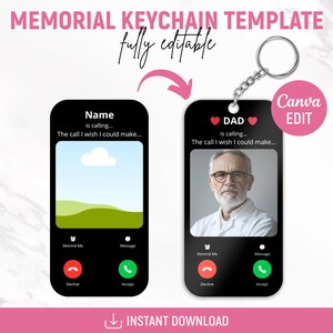 Memorial Keychain Template, Sympathy Gift, Keychain Template, Memorial ...