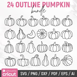 Outlined Pumpkins Svg, Pumpkin Bundle Svg, Png, Pumpkin Doodle, Pumpkin ...