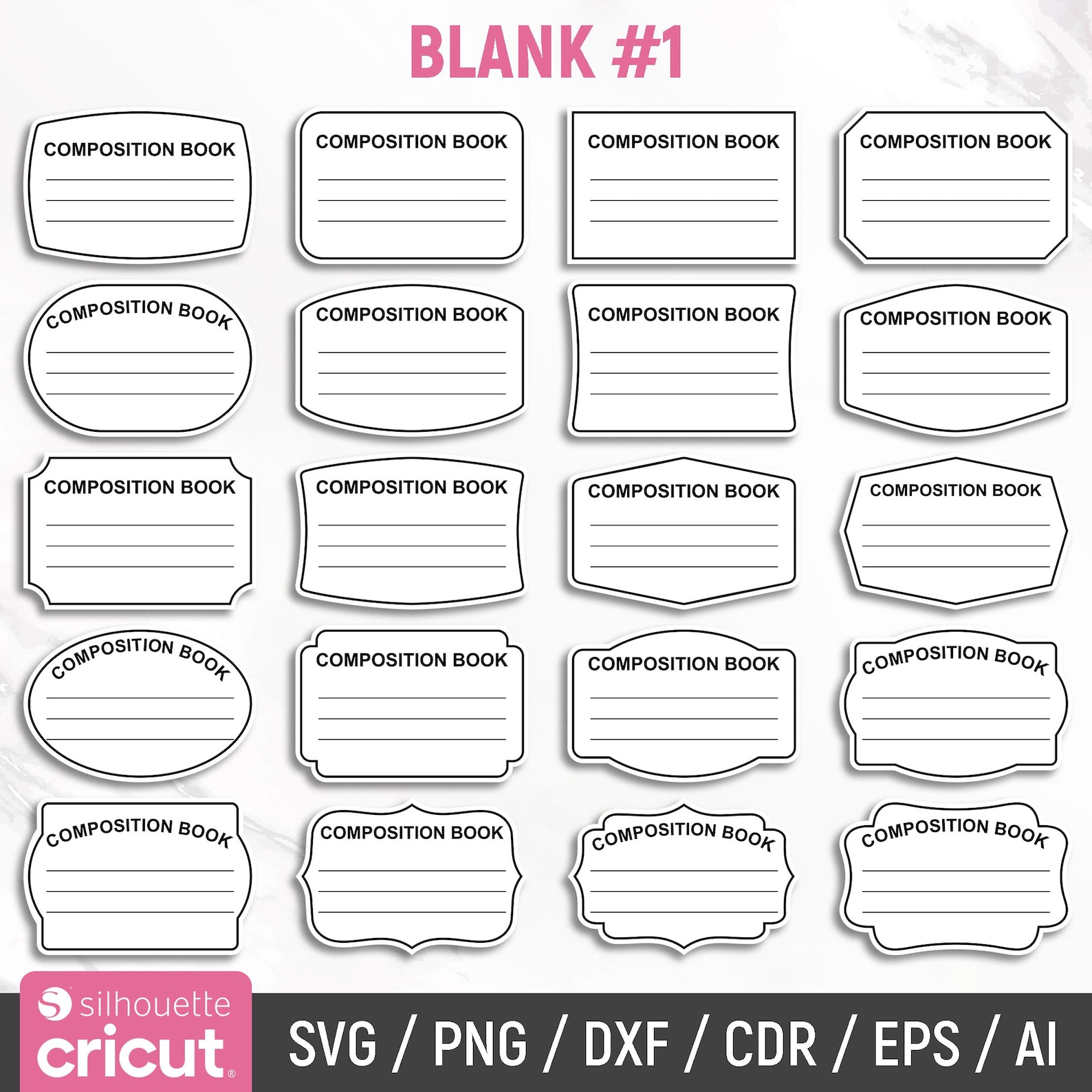 Composition Book Label Svg Bundle, Composition Notebook Labels ...