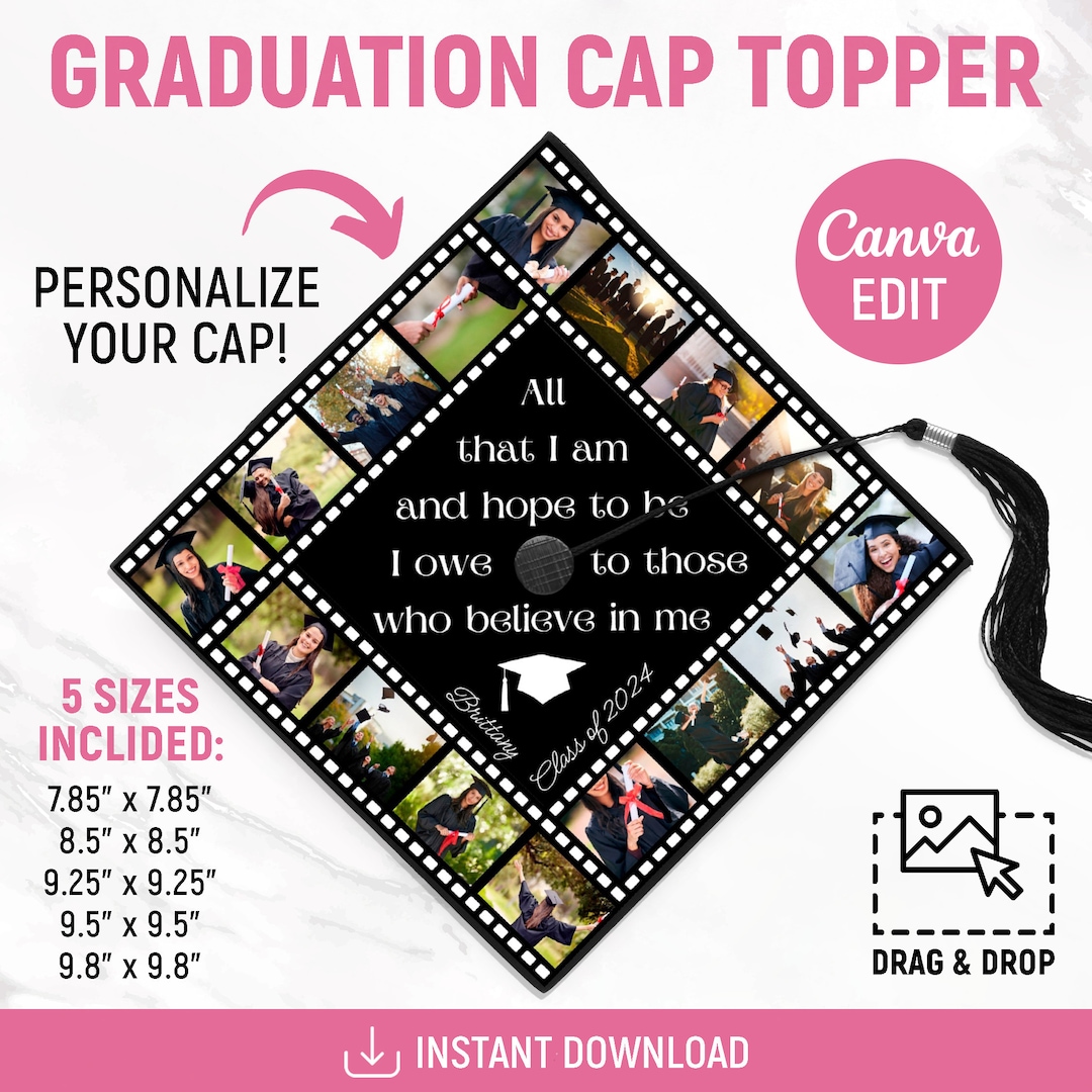 Custom Photo Graduation Cap Topper, Graduation Decoration, Class of ...