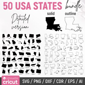 50 States of America Svg, 50 States Svg Bundle, United States Map Svg ...