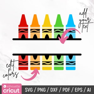 Crayon Split Monogram Svg, Crayon Svg, Teacher Svg, Crayon Wrapper Svg ...