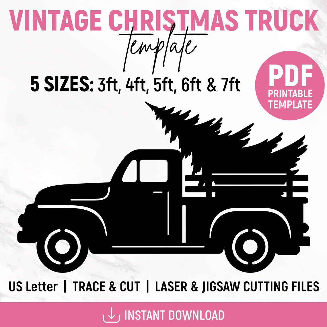 Vintage Christmas Truck Template, Christmas Scene Lawn Decor, Outdoor ...