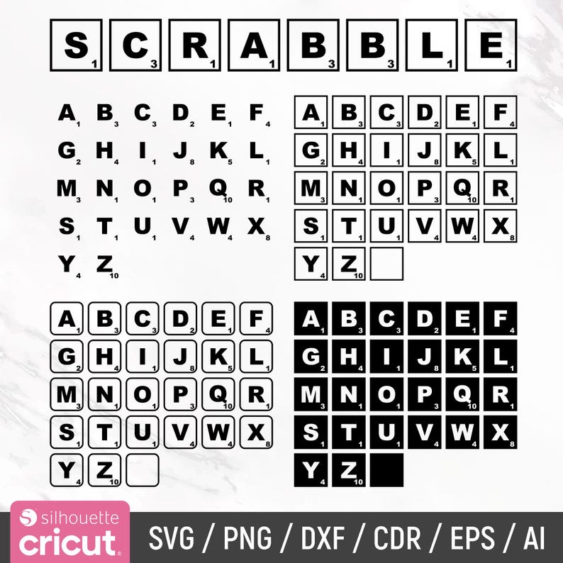 Scrabble Tiles Svg, Alphabet Letter Tiles, Scrabble Tiles Cut Files ...
