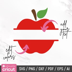 Apple Svg, Apple Monogram Svg, Split Monogram Svg, Teacher Monogram Svg ...