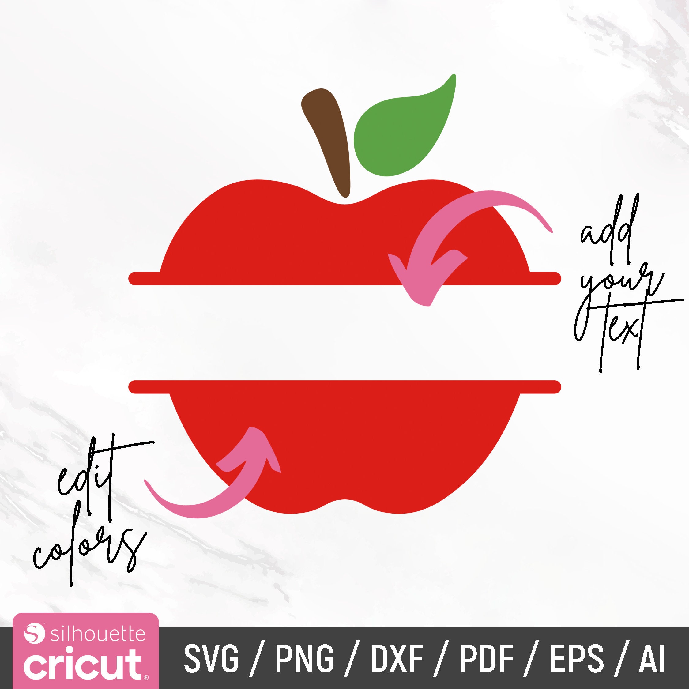 Apple Svg, Apple Monogram Svg, Split Monogram Svg, Teacher Monogram Svg ...