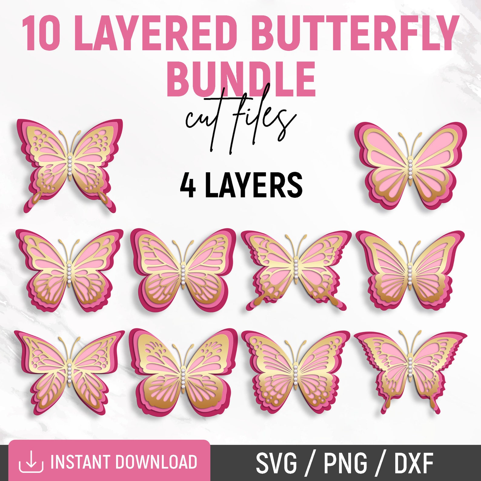 Butterfly Svg BUNDLE, 3D Butterfly Svg, Butterfly Template, Layered ...