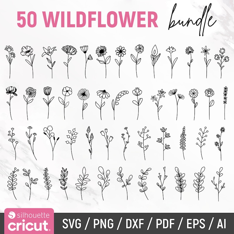 Wildflower Svg - Etsy