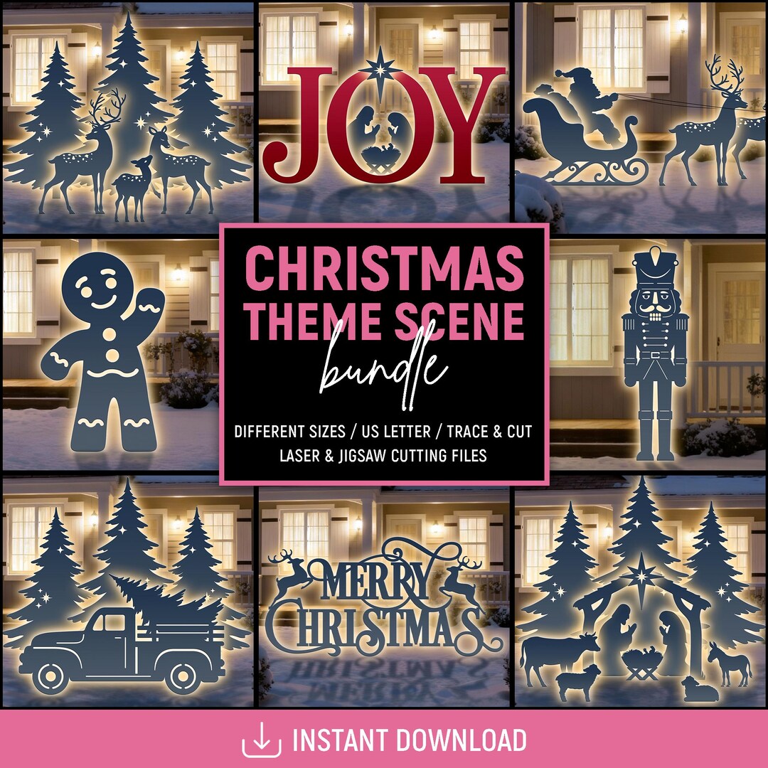 Christmas Theme Scenes BUNDLE, Christmas Scene Lawn Decor, Outdoor ...