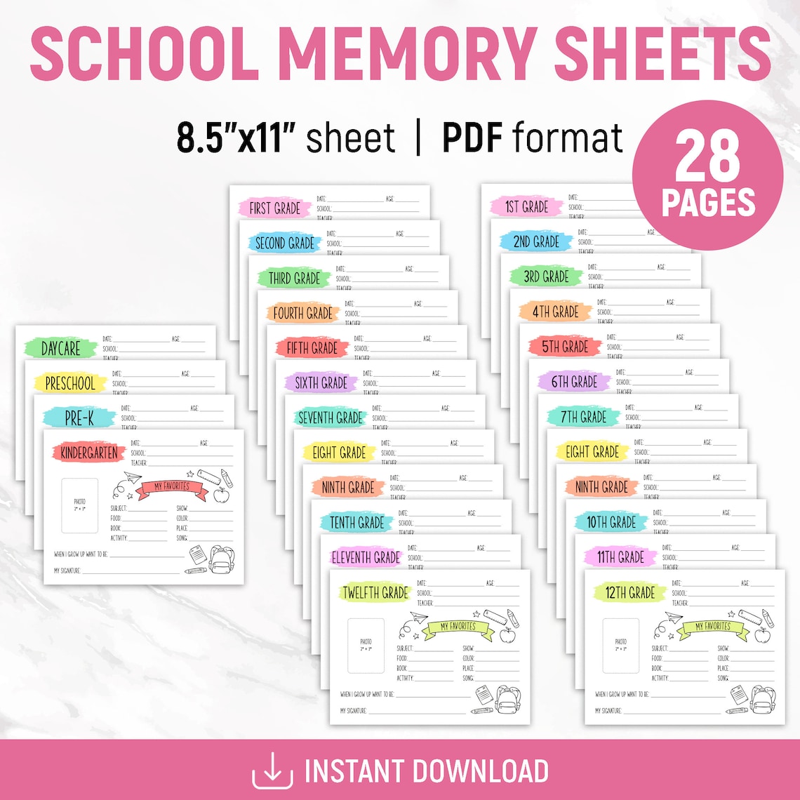 School Memory Sheets, School Memory Box, School Memory Questionnaire ...
