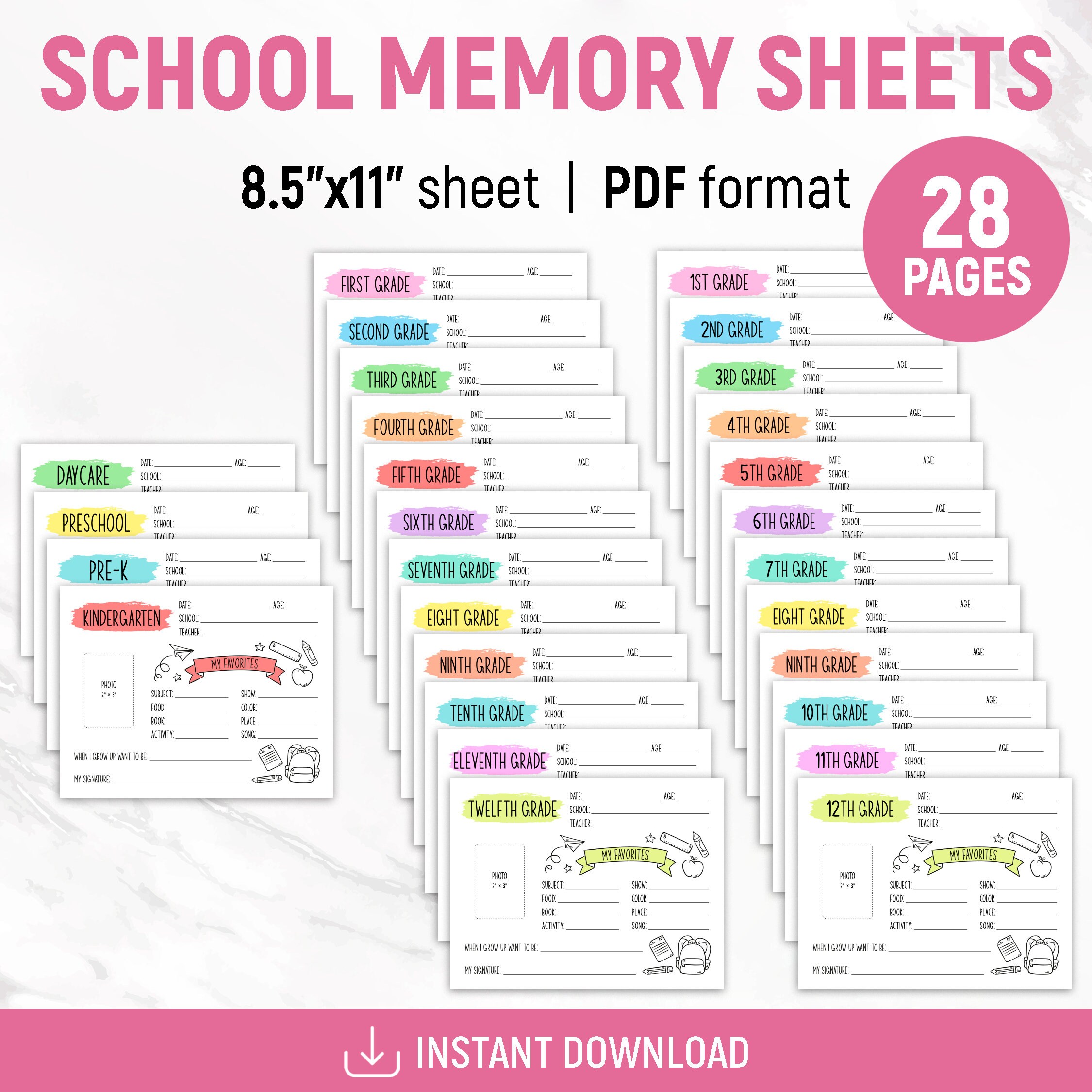 School Memory Sheets, School Memory Box, School Memory Questionnaire ...