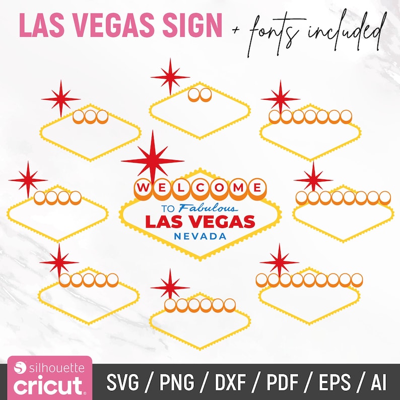 Editable Canva Las Vegas Birthday Sign, Las Vegas Sign Svg, Las Begas ...