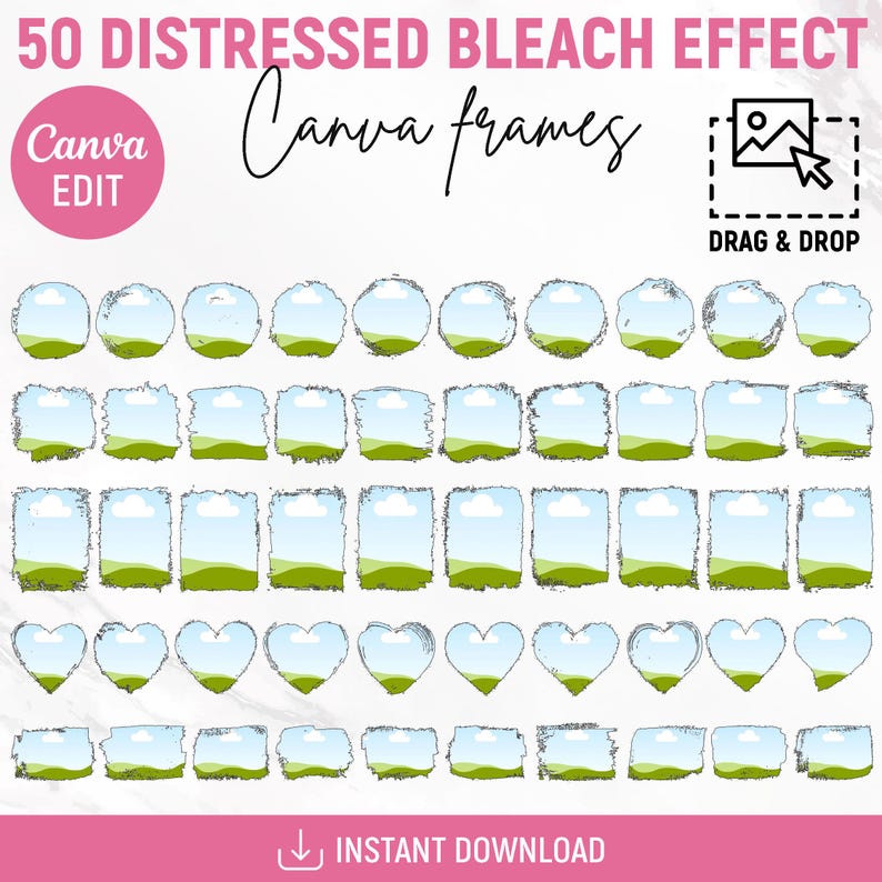 Bleach Effect Distressed Edge Canva Frame Template, Canva Frames ...