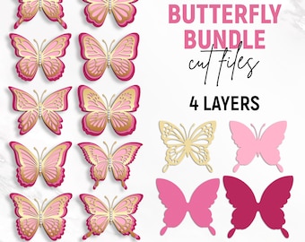 Butterfly Svg BUNDLE, 3D Butterfly Svg, Butterfly Template, Layered ...