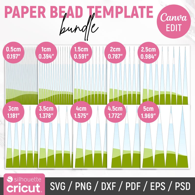 Paper Bead Template, Paper Bead Strips Template, Paper Beading Blank ...