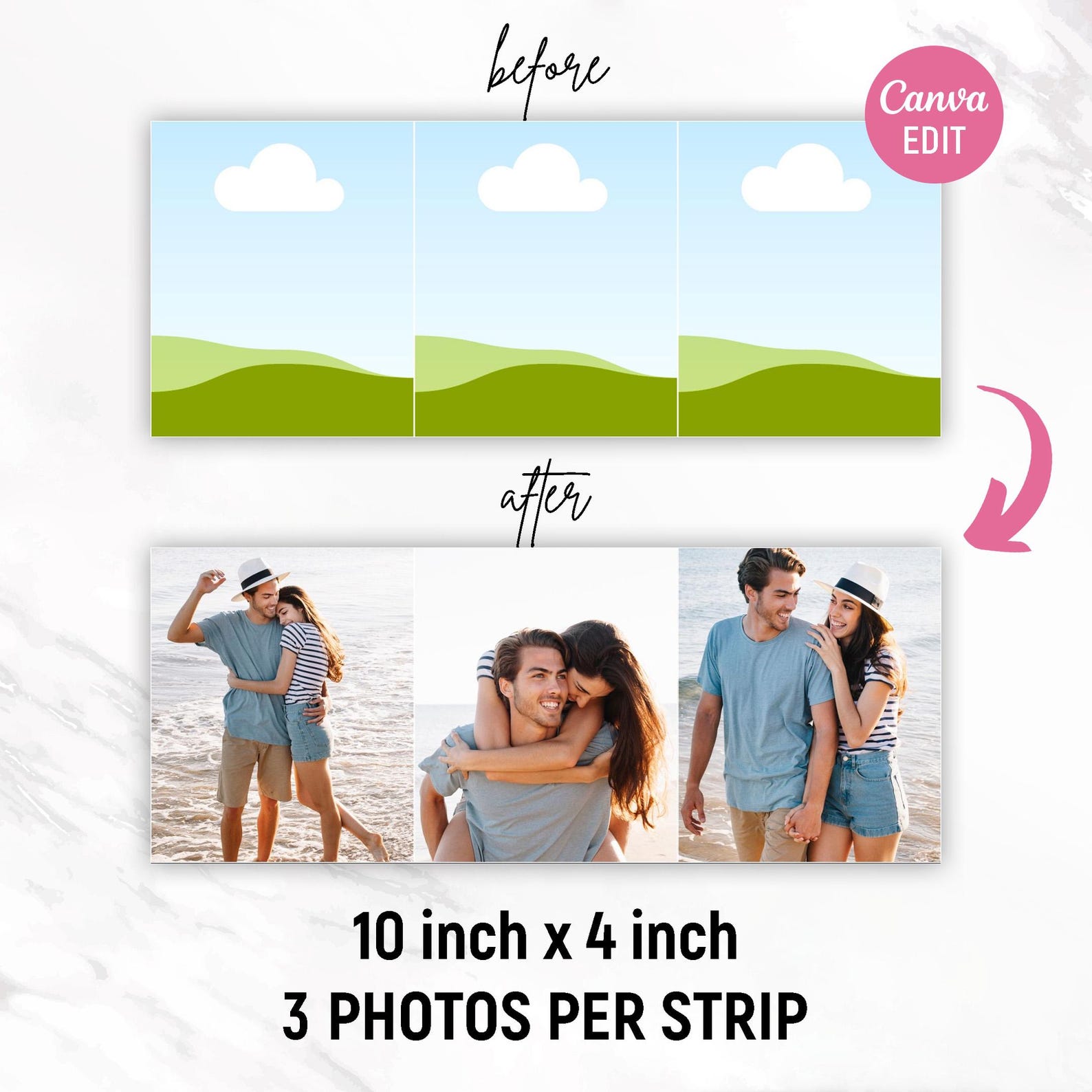Editable Photo Collage Strips Template, Photo Collage Edible Cake Wrap ...