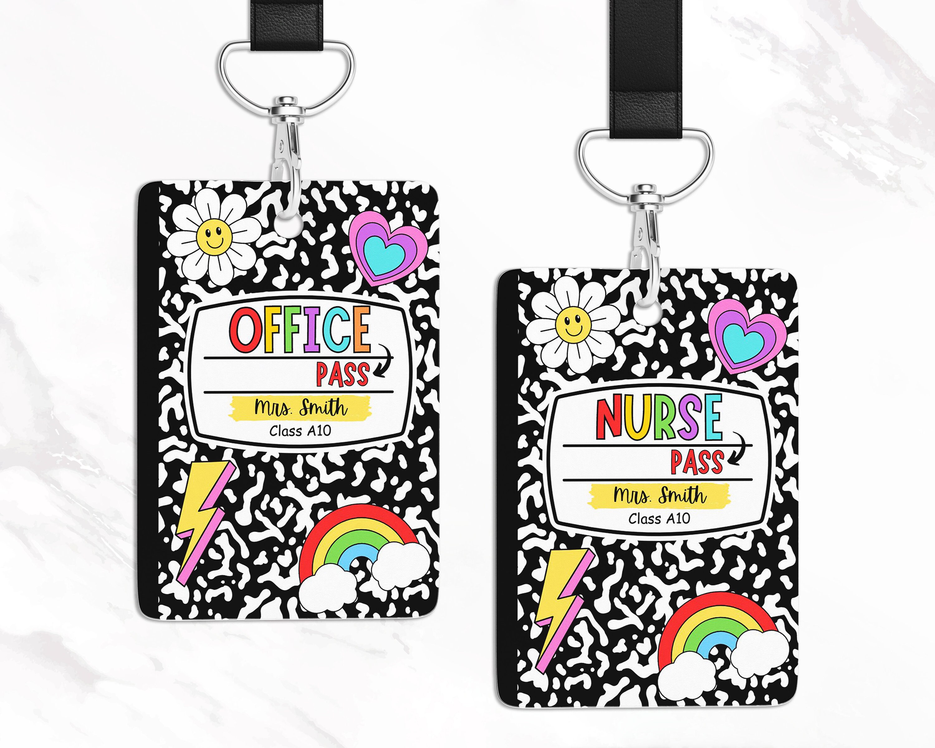 Classroom Hall Passes, Bathroom Pass, Nurse Pass, Composition Notebook ...