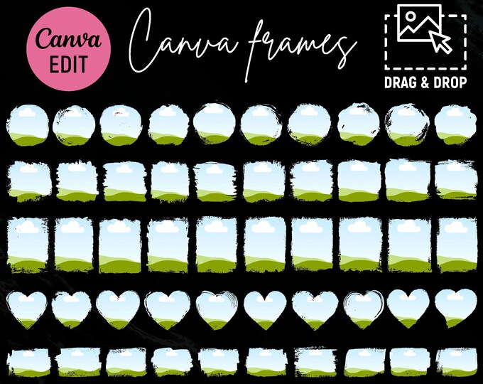 50 Bleach Effect Distressed Edge BUNDLE, Canva Frames, Editable Canva ...