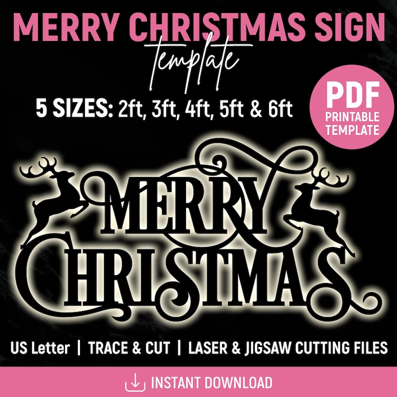Merry Christmas Sign Template, Christmas Lawn Decorations, Outdoor ...
