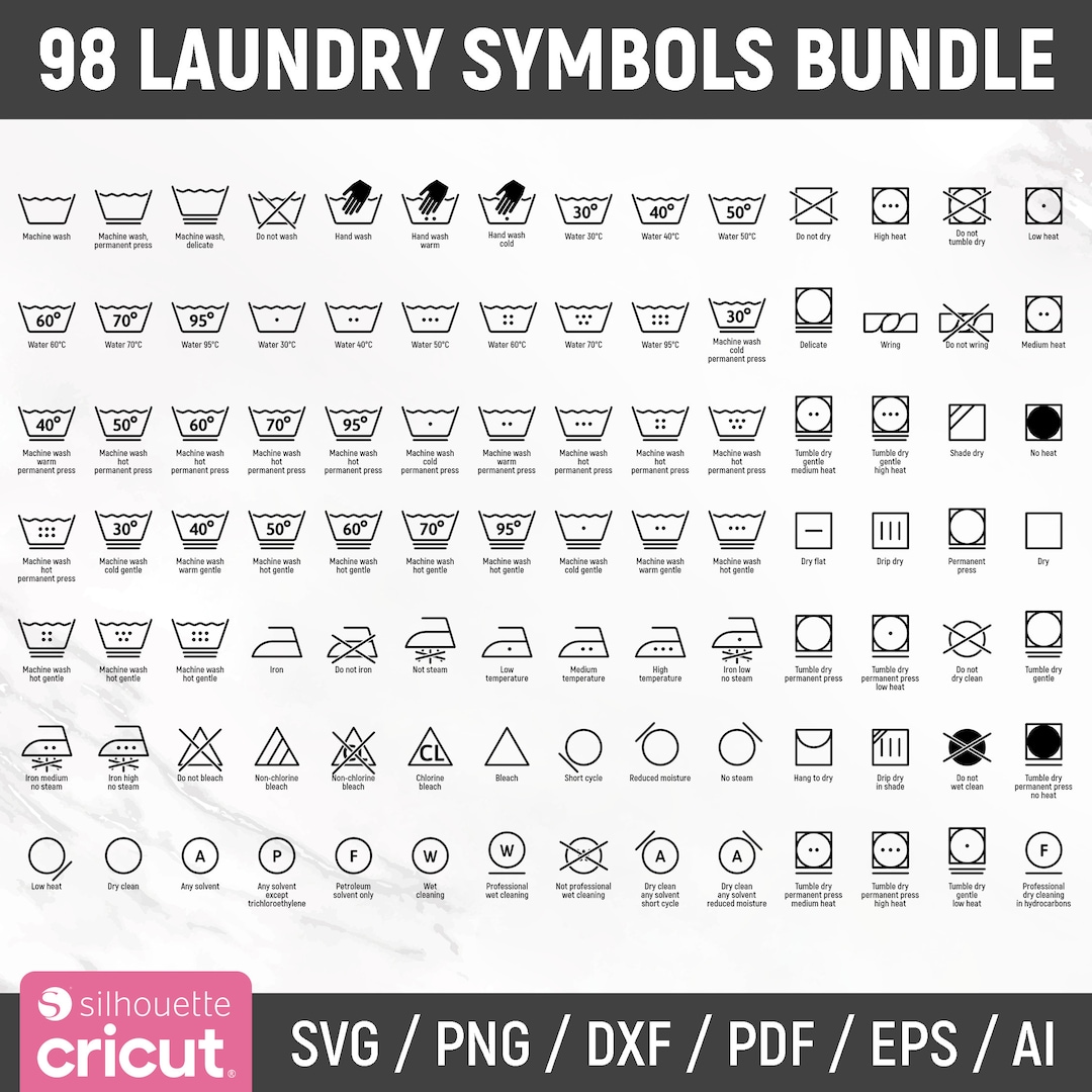 Laundry Symbols Svg Bundle, Laundry Svg, Laundry Sign Svg, Laundry ...