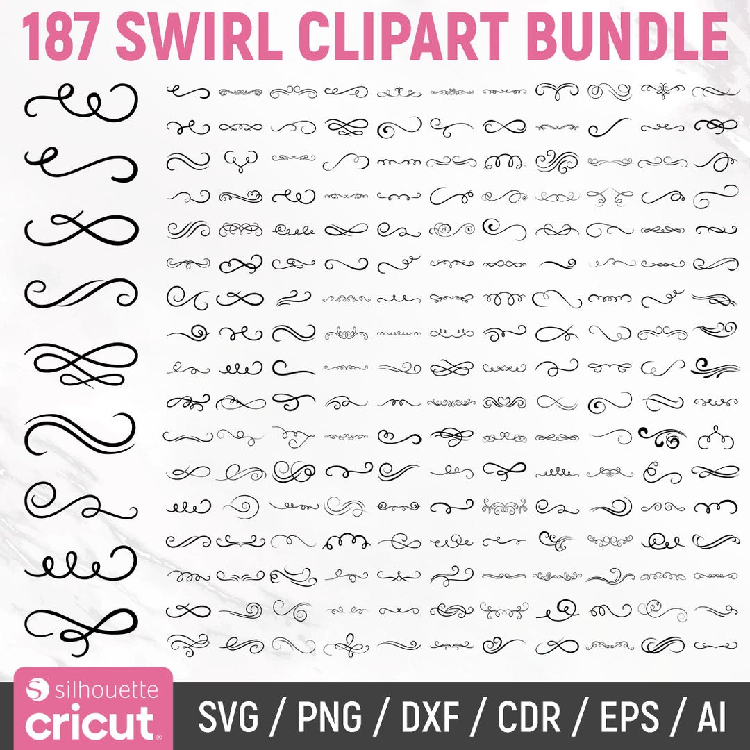 Swirl Svg, Decorative Elements Svg, Text Dividers, Flourish Svg, Swoosh ...