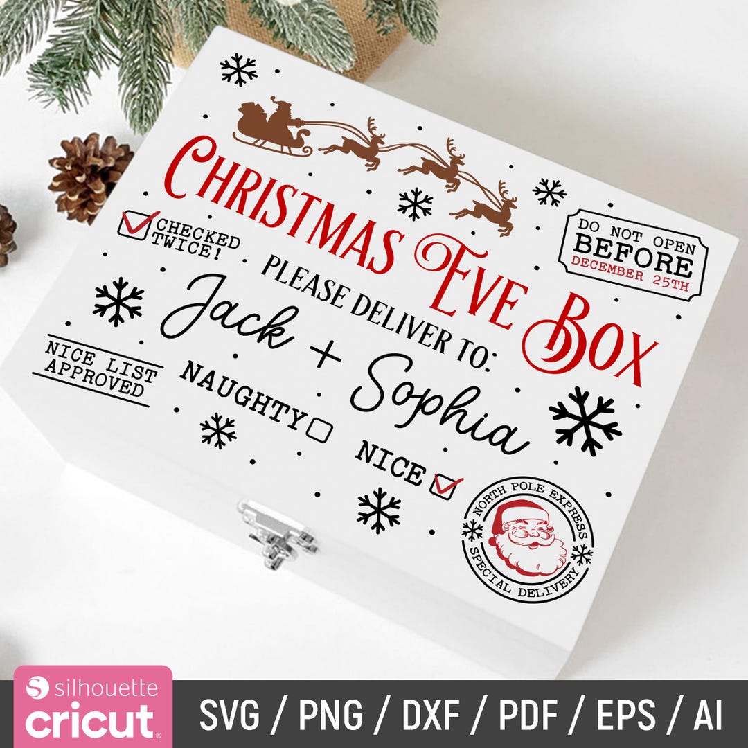 Editable Christmas Eve Box Svg, Christmas Eve Crate Svg, Xmas Box Svg ...