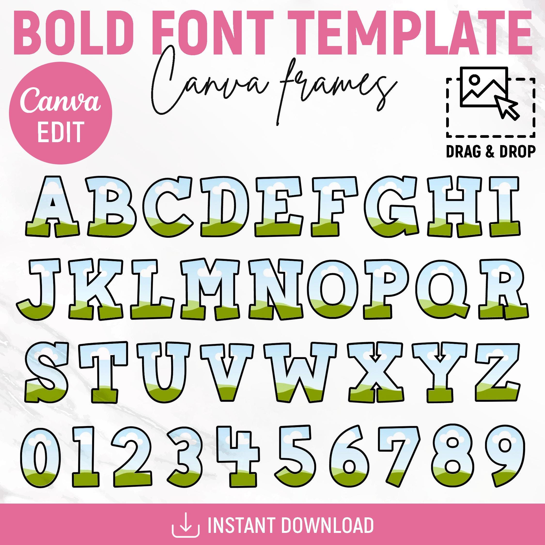 Editable Canva Frame Letters, Uppercase Lowercase & Numbers, Drag and ...