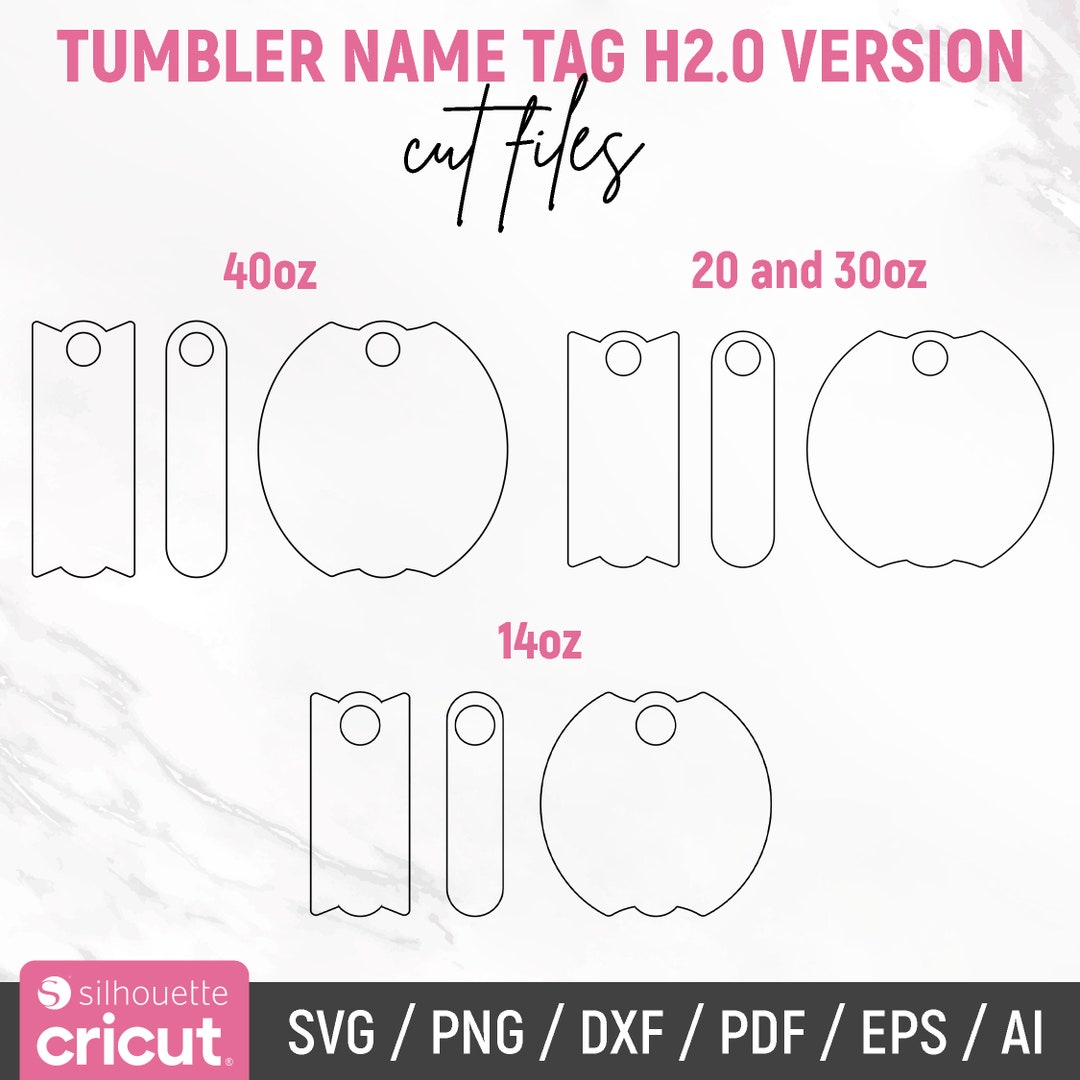 Tumbler Name Tag SVG, H2.0 Version, Stanley Cup Name Plate, Tumbler ...