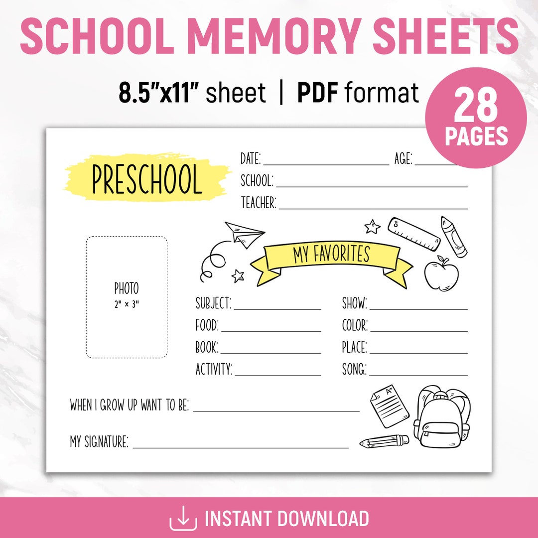 School Memory Sheets, School Memory Box, School Memory Questionnaire ...