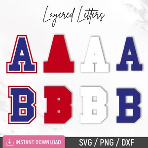 Layered Varsity Font Svg, Layered Sports Svg Alphabet, Varsity Letters ...