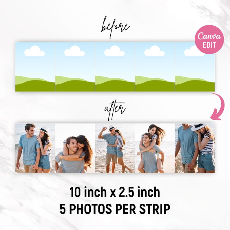 Editable Photo Collage Strips Template, Photo Collage Edible Cake Wrap ...
