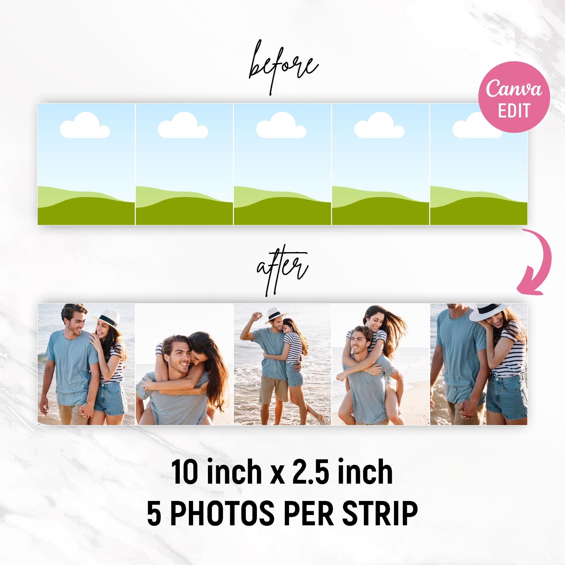 Editable Photo Collage Strips Template, Photo Collage Edible Cake Wrap ...