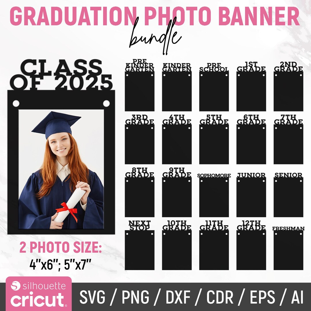 Graduation Banner Svg, DIY Graduation Photo Banner, Grad Svg, 2025 Svg ...