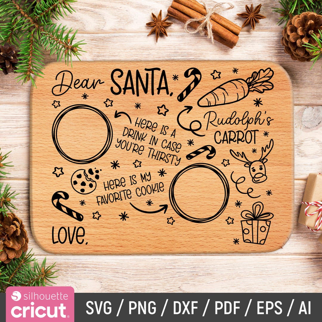 Dear Santa Tray Svg, Christmas Svg, Santa Tray Svg, Santa Plate Svg ...
