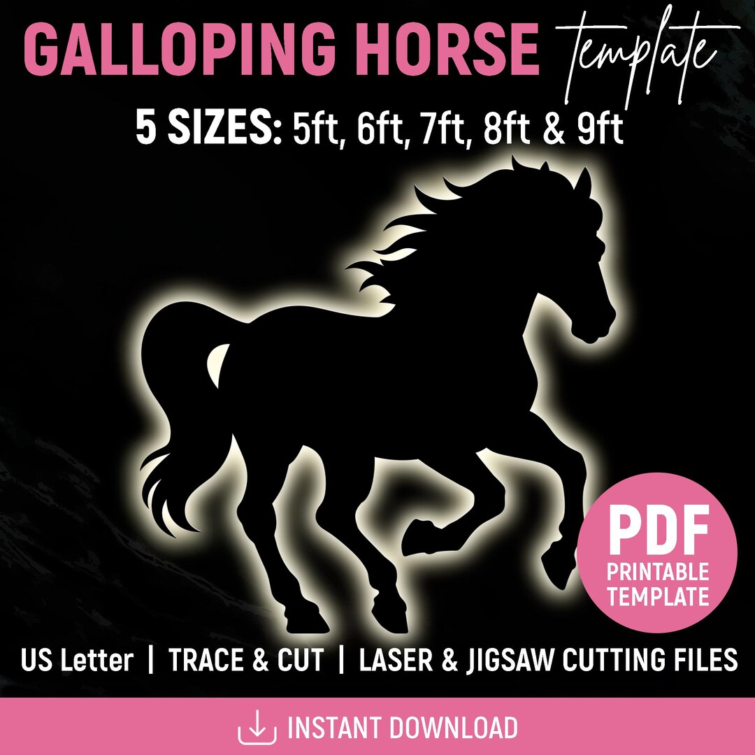 Galloping Horse Template, Farm Party Silhouette Decor, Outdoor ...