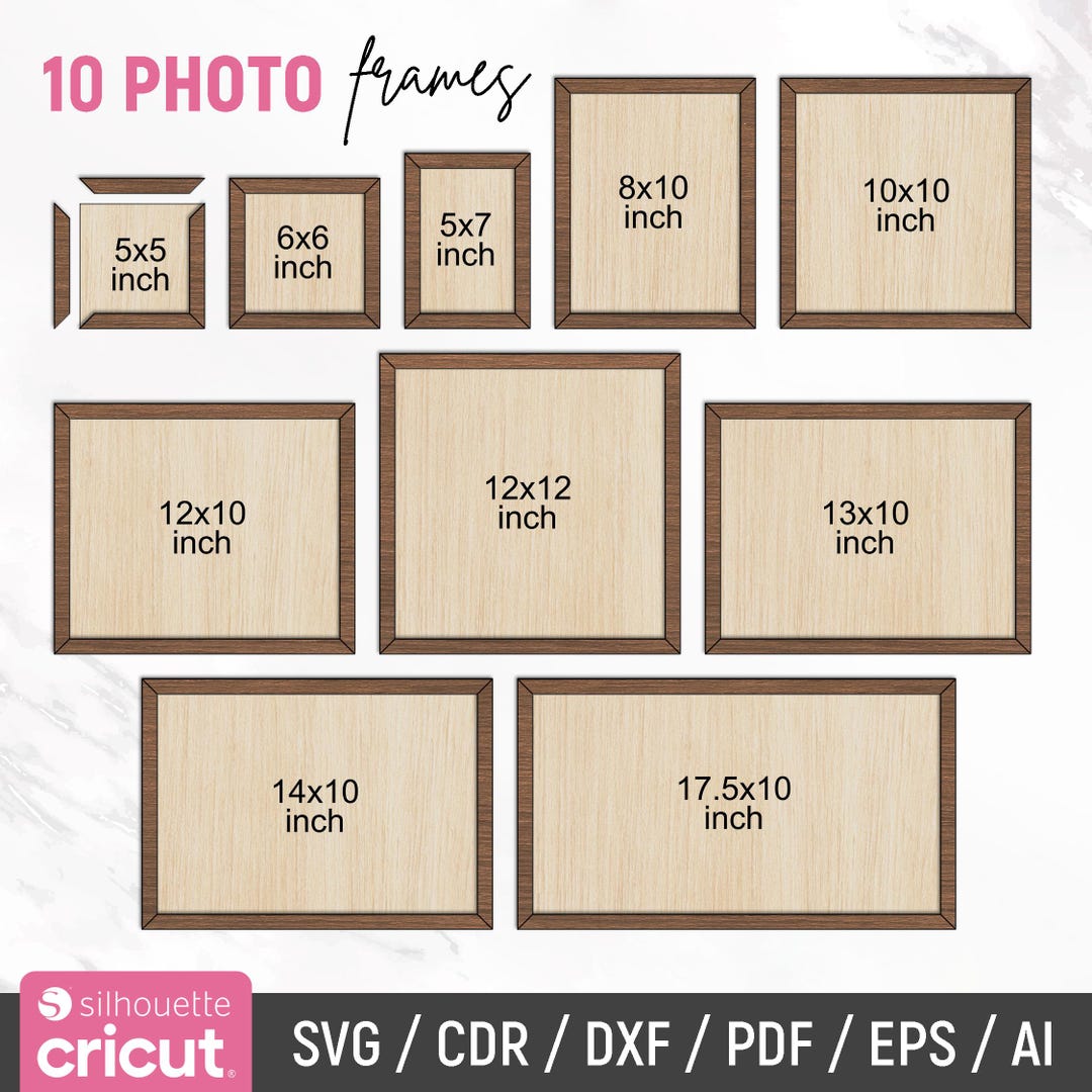 Frames Laser Cut Files SVG, Photo Frame Bundle, Laser Cutting File ...
