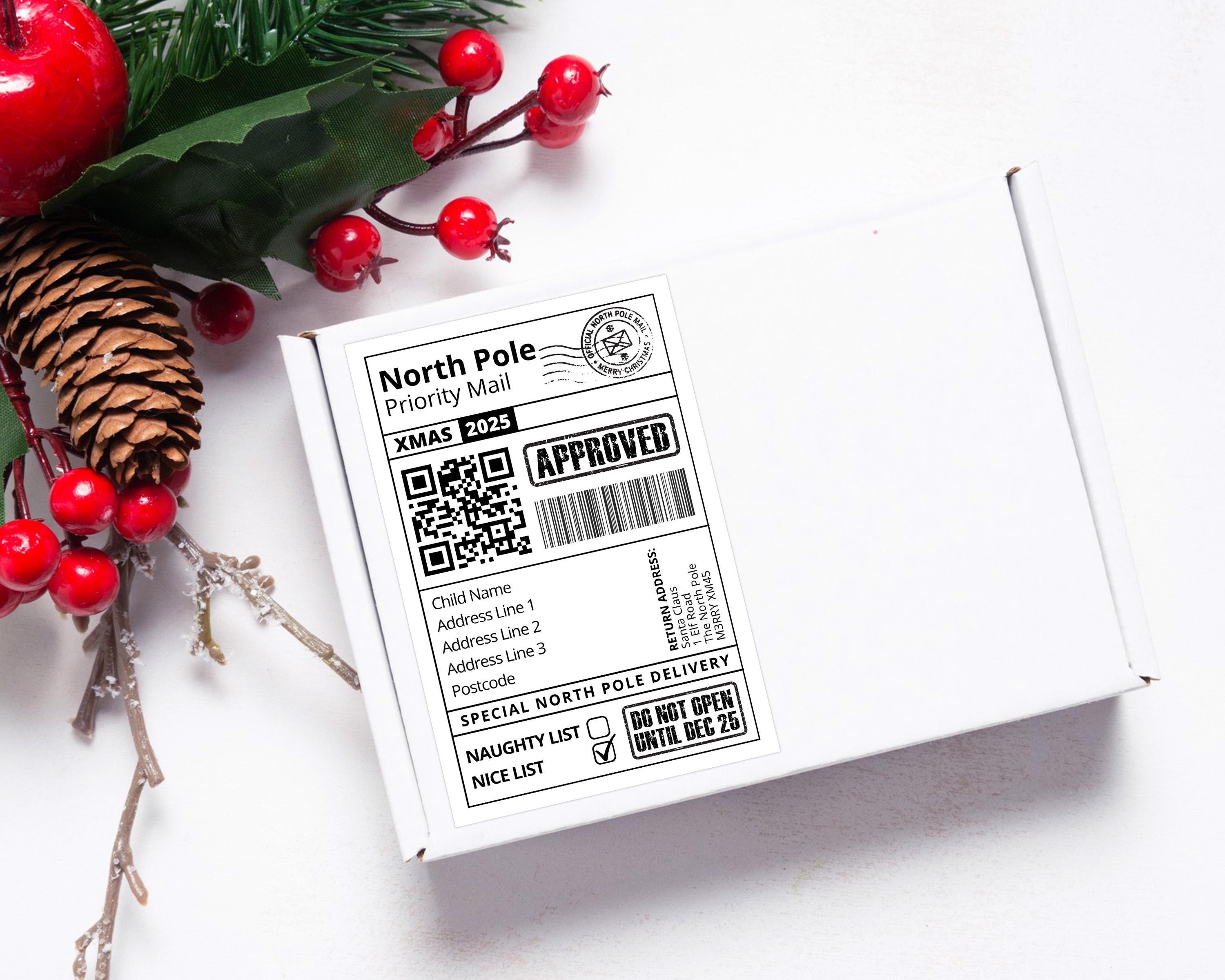 Personalized North Pole Shipping Label, North Pole Express Mail Tag ...