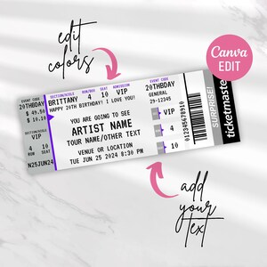 Editable Concert Ticket, Concert Ticket Template, Surprise Ticket ...