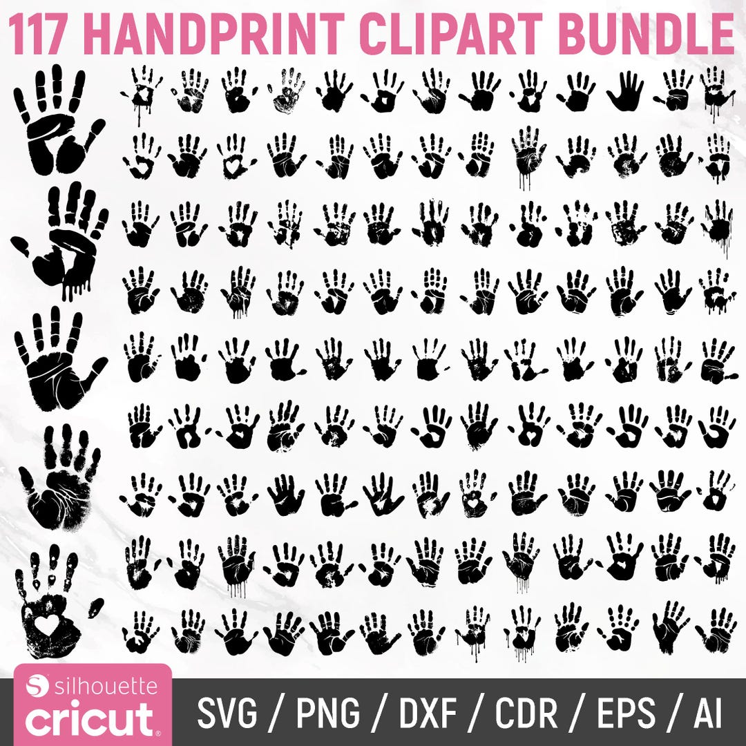 Handprint Svg Bundle, Hand Print Svg, Handprint Clipart, Handprint ...