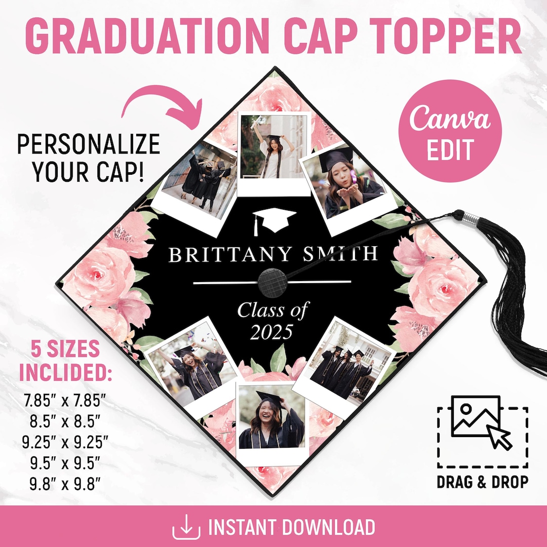 Custom Photo Graduation Cap Topper, Graduation Decoration, Class of ...