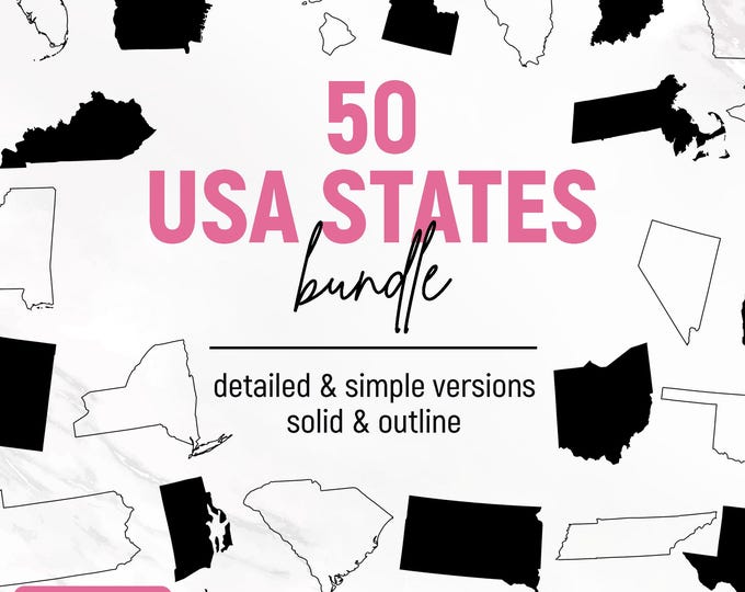50 States SVG, Fifty States Png, United States of America Clipart, US ...
