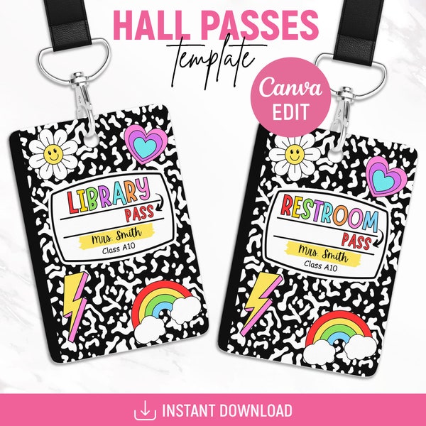 School Hall Pass Canva Png - Etsy