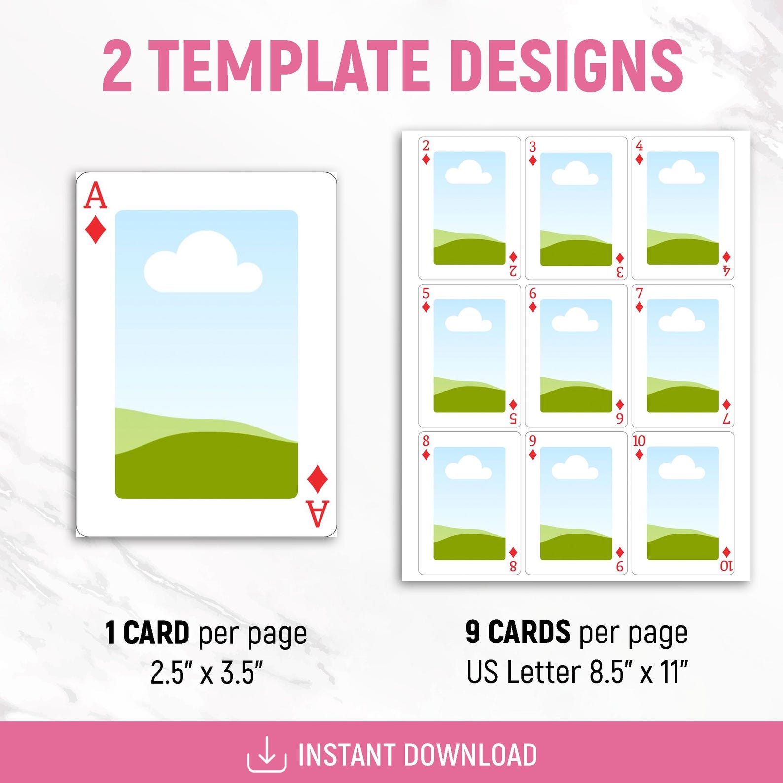 Custom Playing Card Template, DIY Card Deck Front & Back, Editable ...