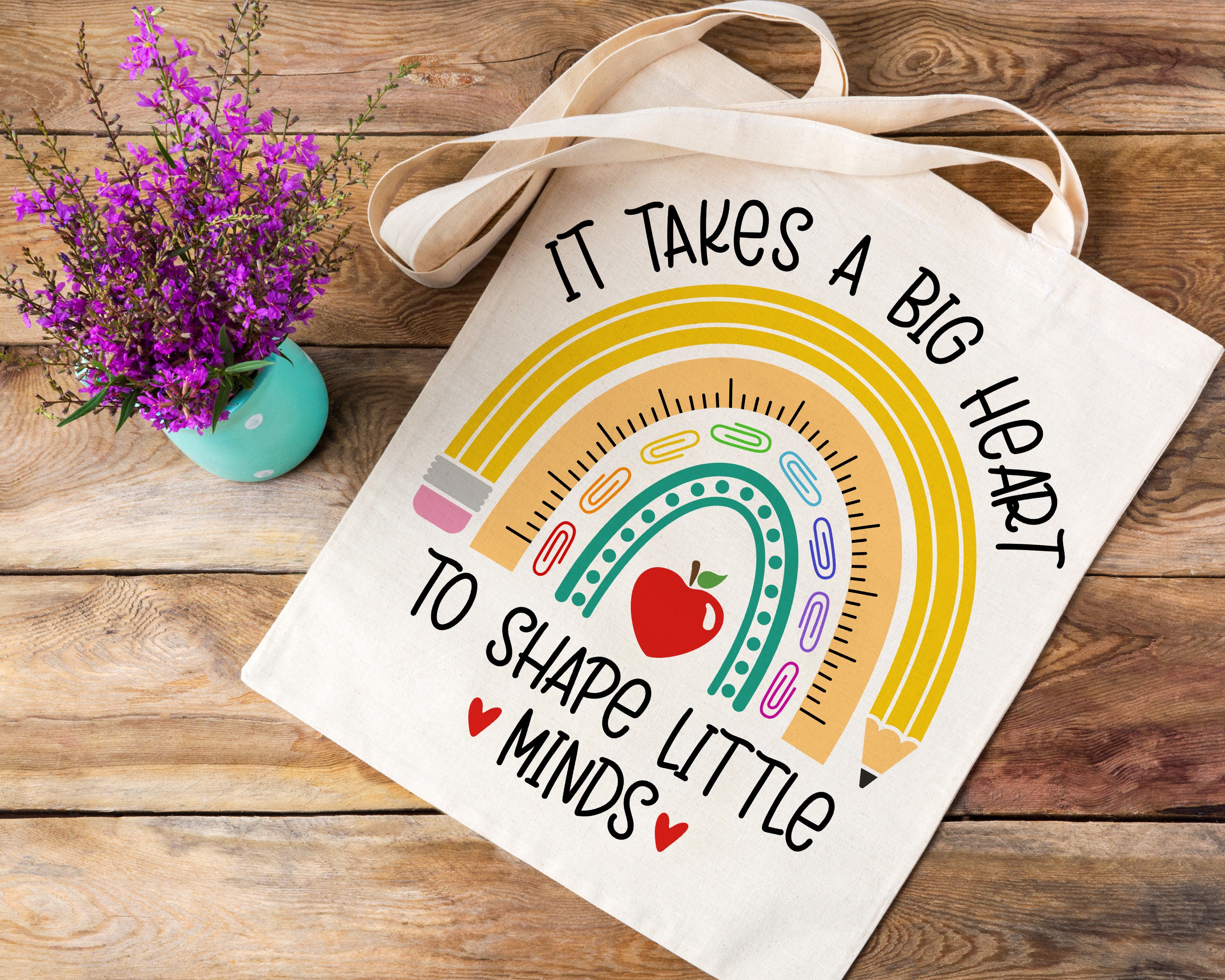 It Takes A Big Heart to Shape Little Minds Svg, Teacher Rainbow SVG ...