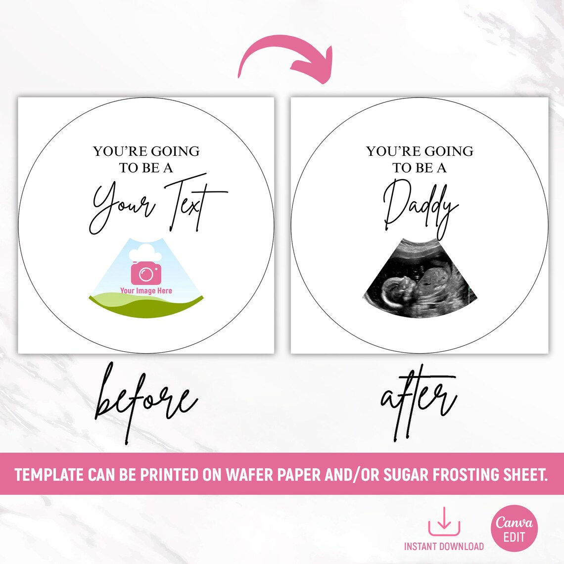 Burn Away Cake Topper Template, Custom Round Сake Topper, Editable Cake ...