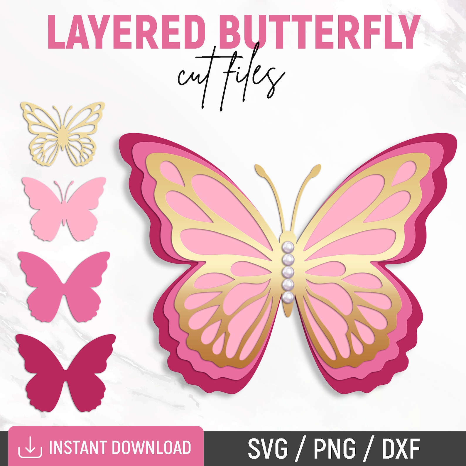 Butterfly Svg BUNDLE, 3D Butterfly Svg, Butterfly Template, Layered ...