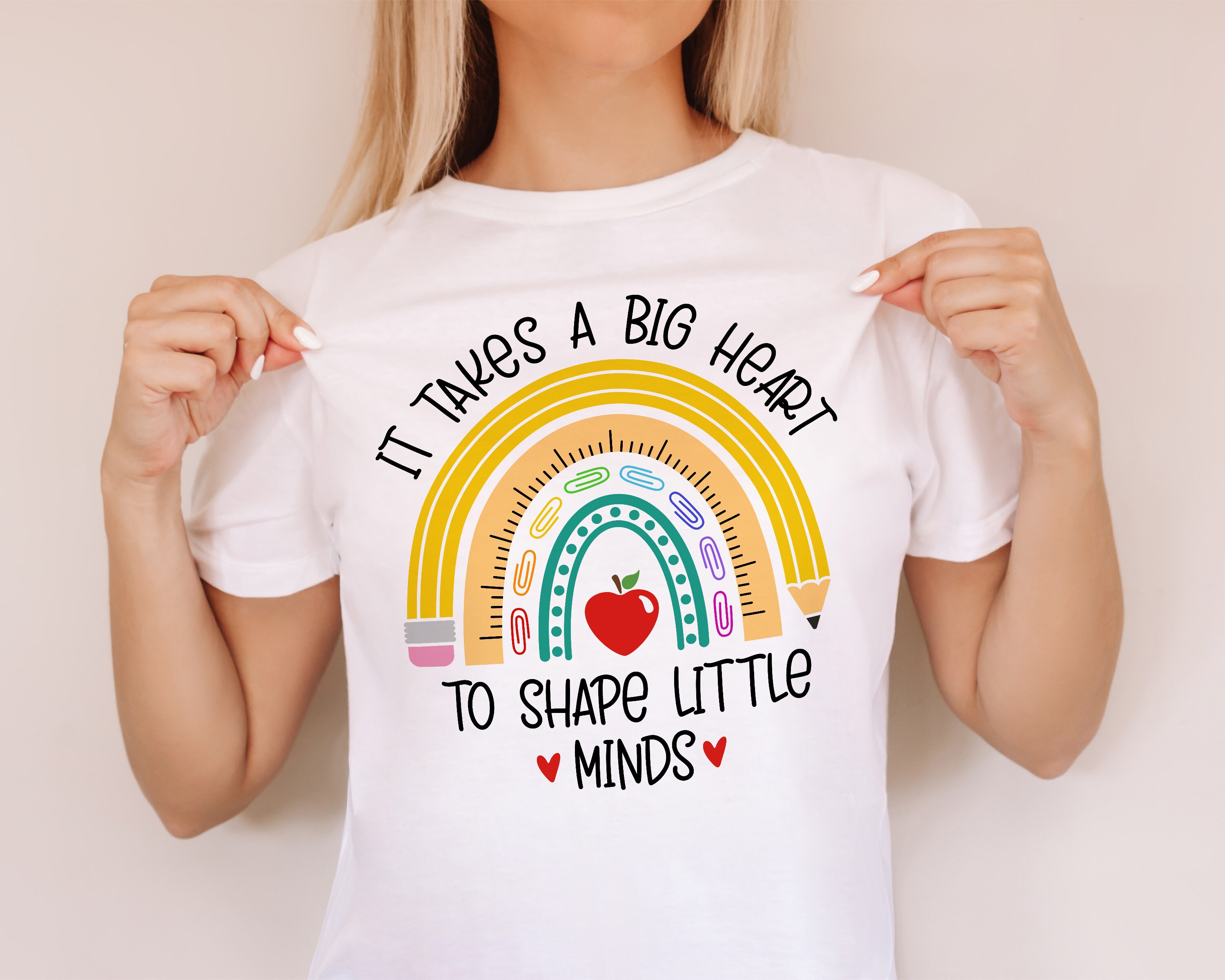 It Takes A Big Heart to Shape Little Minds Svg, Teacher Rainbow SVG ...