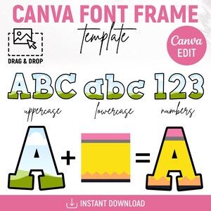 Editable Canva Frame Letters, Uppercase Lowercase & Numbers, Drag and ...