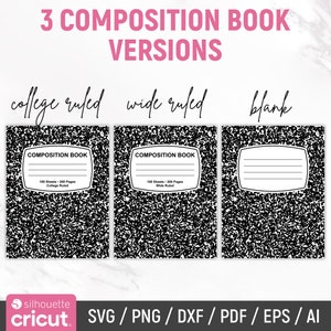 Composition Book Svg, Composition Book Cover, Notebook Template
