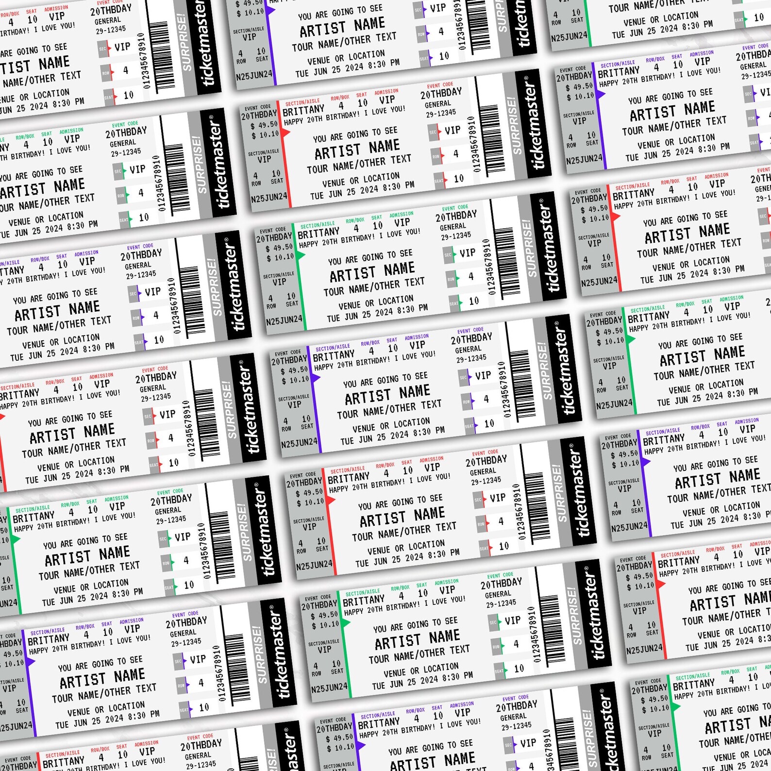 Editable Concert Ticket Template, DIY Concert Ticket, Custom Concert ...